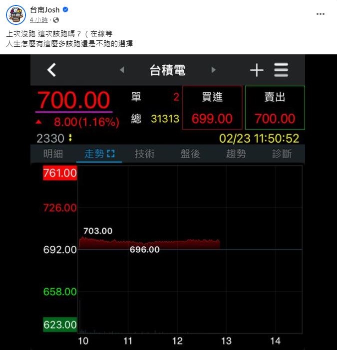 台積電又衝7字頭！台南Josh急問「這次該跑嗎」 釣出Joeman指引明燈｜四季線上4gTV