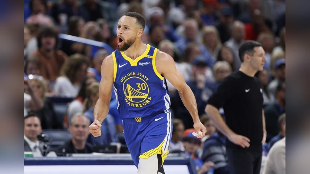 NBA(影)／咖哩大神柯瑞狂攻36分！經典「晚安」再現 勇士擊敗西區龍頭雷霆｜四季線上4gTV